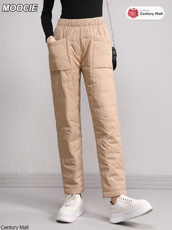 Брюки утепленные Женский CHAOPAI хаки Повседневный, размер 48 Еврозима Китай Однотонный купить c ...