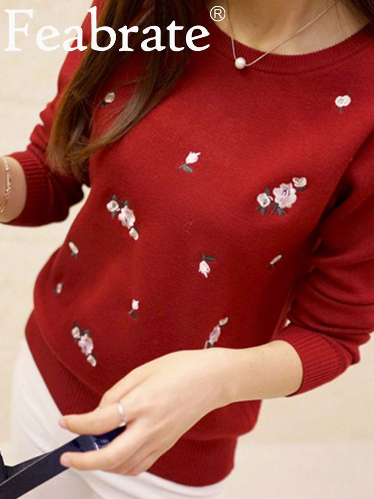 Пуловер Женский Feabrate красный Хлопок, размер 50 Без застежки облегающий Длинный Китай купить ...