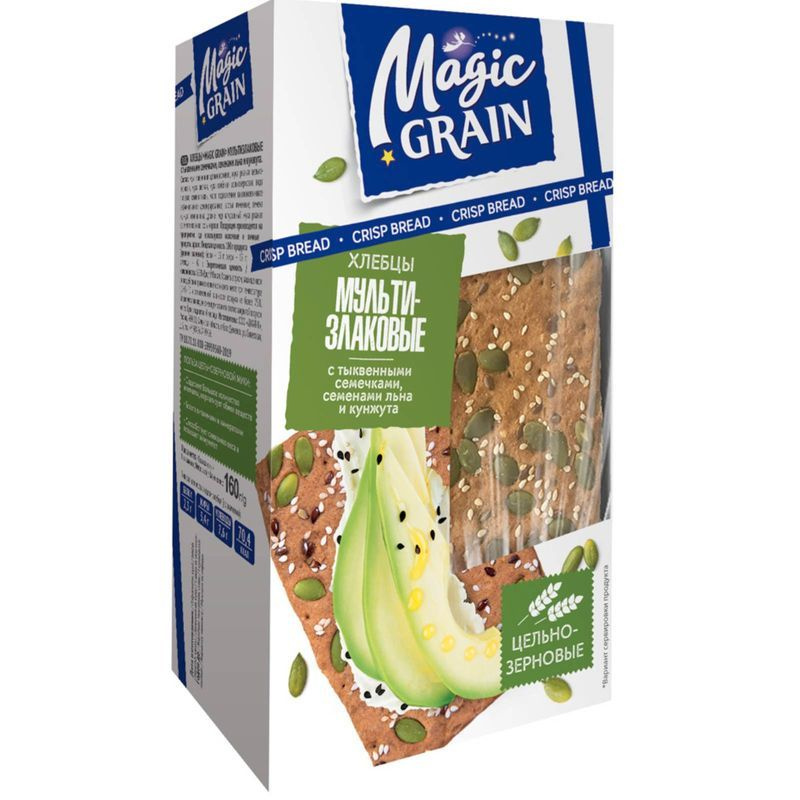 Хлебцы Magic Grain мультизлаковые тыквенные семечки-семена льна-кунжут, 160г купить на OZON по ...