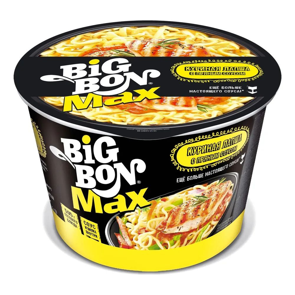 BIGBON Лапша в чашке с пряным соусом и курицей, 95 г купить на OZON по низкой цене (1781724483)