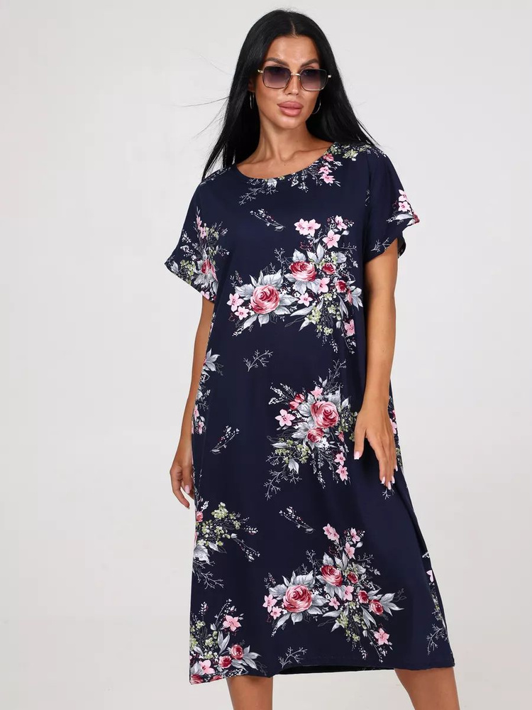 Платье Женский Seffo темно-синий, красный прямое Повседневный Короткий ...