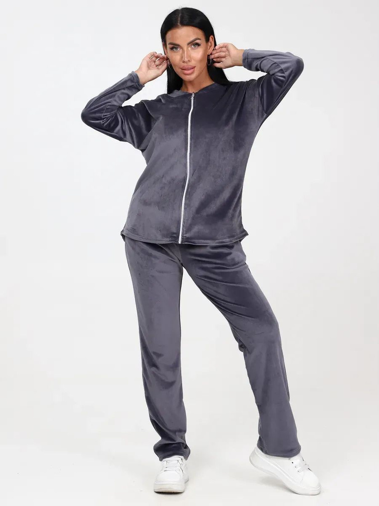 Костюм спортивный Женский Seffo Повседневный брючный, двойка серый ...