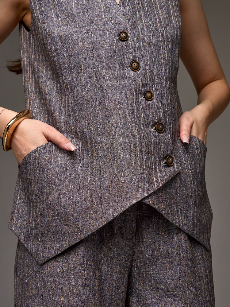 Жилет Женский Selina Style серый Полиэстер, размер 48 Декоративные ...