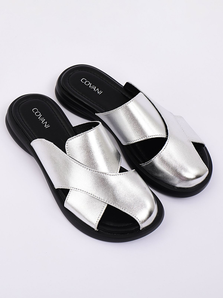 Сабо Женский Covani Натуральная кожа 7, размер 37 Круглый нос, Мягкая стелька Стандартный низкий ...