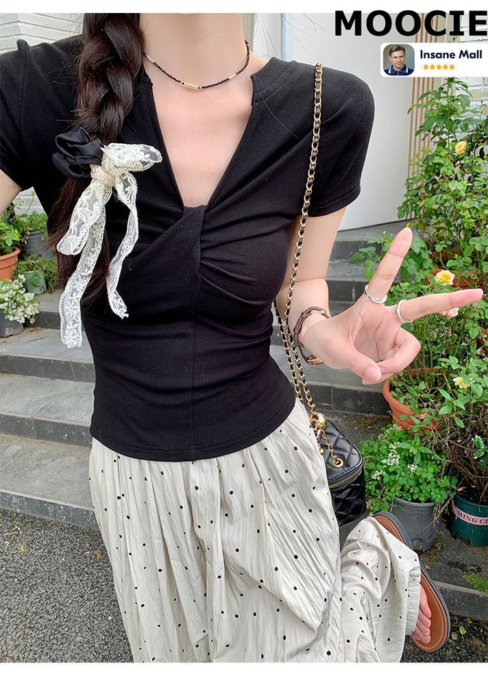 Кроп-топ Женский MOOCIE черный, размер 48 Китай купить c доставкой на OZON по низкой цене ...