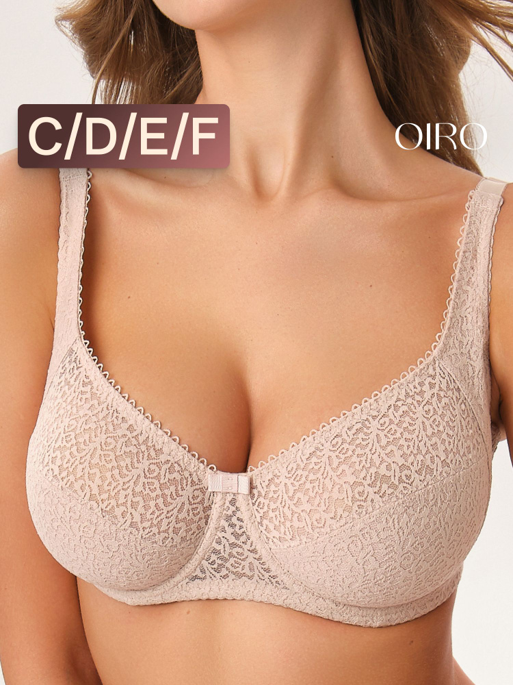 Бюстгальтер Женский OIRO на косточках, с мягкой чашкой, размер 85E бежевый Нейлон, Спандекс ...