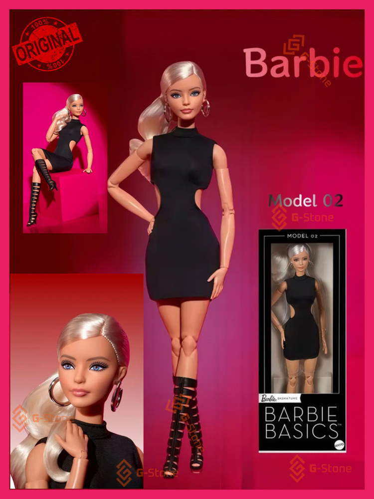 Кукла Barbie Basics, знаковая коллекция, светловолосая в черном платье ...