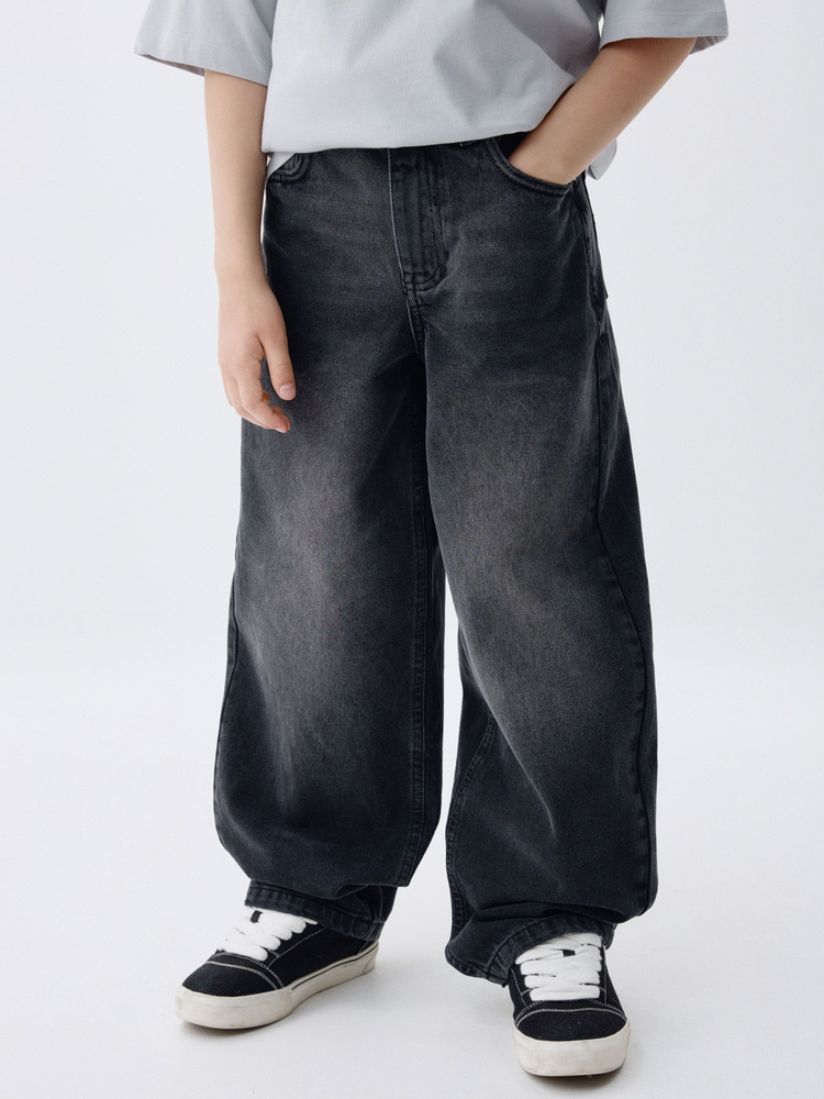 Джинсы Мальчики SELA черный Хлопок, размер 164 Молния Средняя Узбекистан Демисезон Повседневный ...