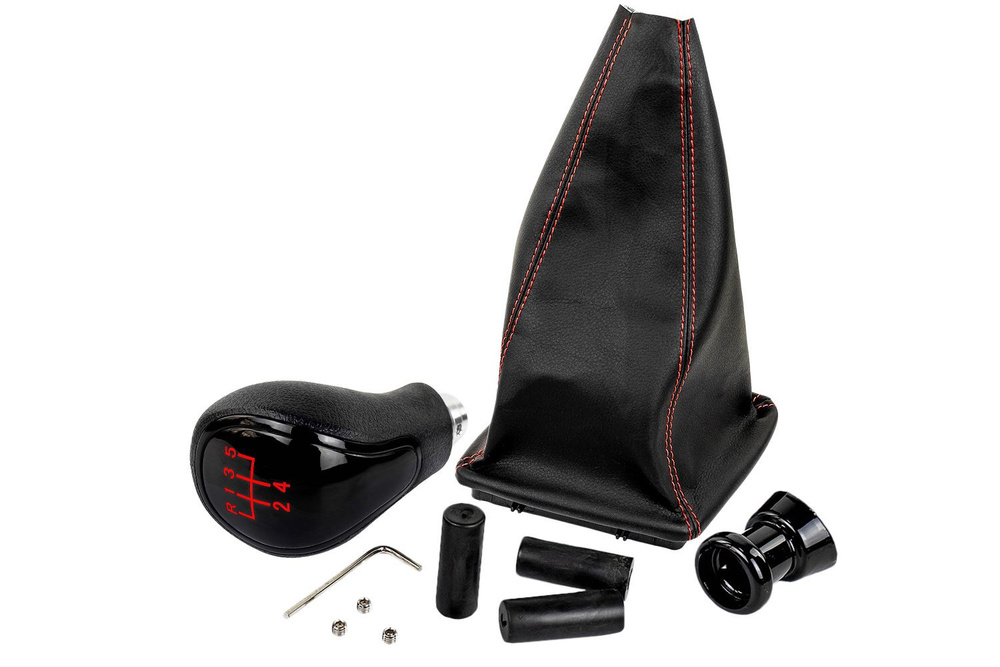 Ручка КПП черный лак с красной LED подсветкой и пыльником с красной ...