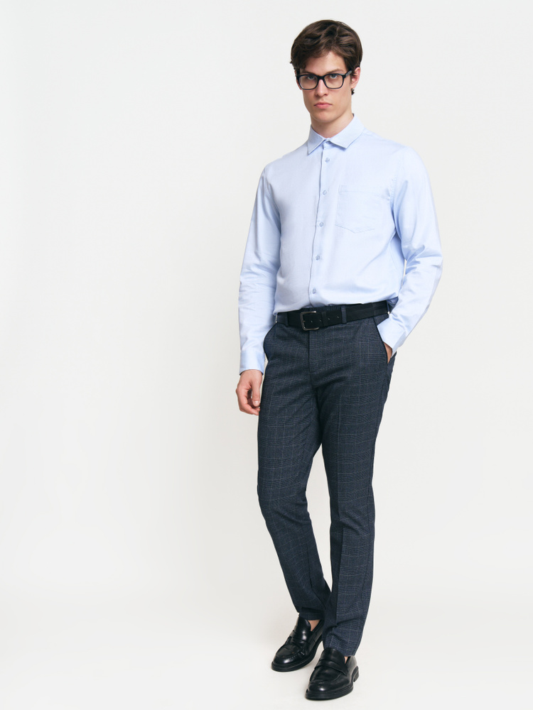 Брюки Мужской Zolla слим синий Вискоза, Полиэстер Повседневный, размер ...