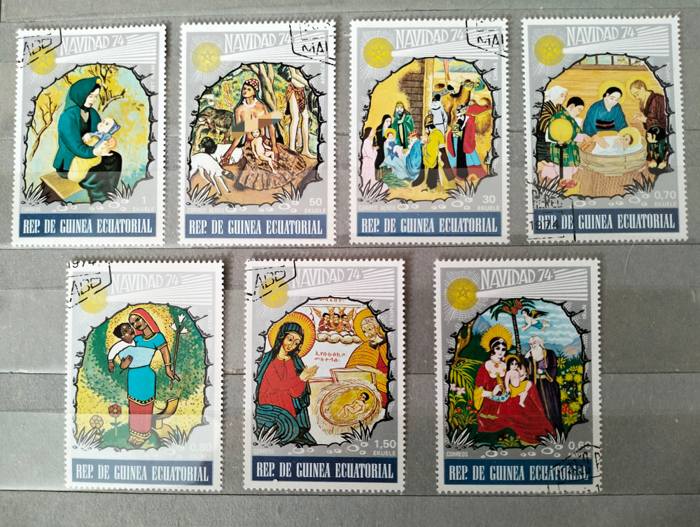 Почтовые марки. Религия. Рождество в разных странах. Экваториальная Гвинея. 1974 купить на OZON ...