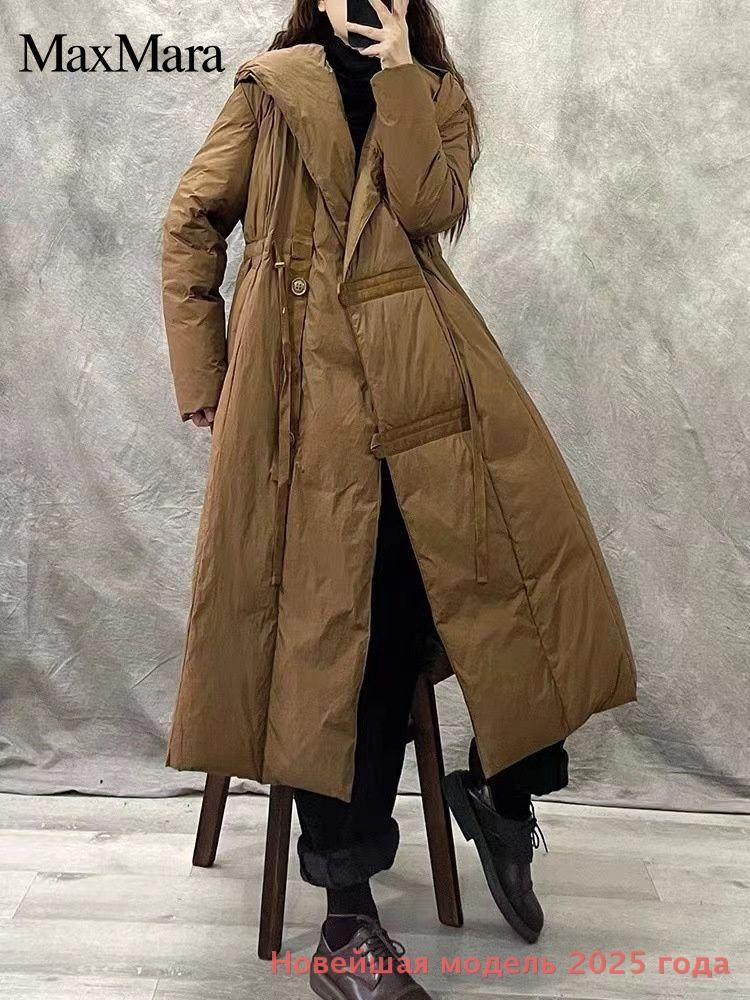 Пуховик Женский Max Mara Воротник, Цепочка коричневый лацканы Полиэфирное волокно, размер 48 ...