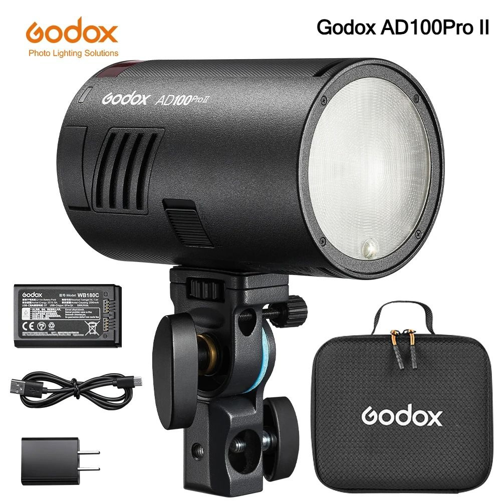 Godox AD100Pro II Карманная вспышка HSS TTL 100 Вт HD с цветным экраном ...