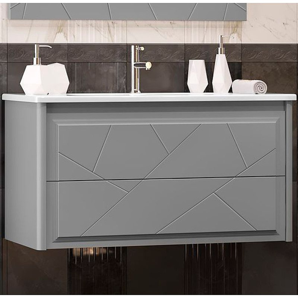 Тумба Opadiris Луиджи 100 подвесная, цвет серый матовый, вар. 2 (под раковину Dreja Эйфория 100 ...