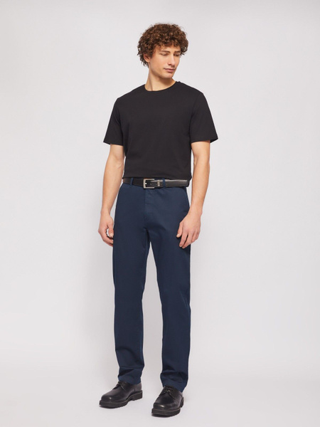 Брюки Мужской Zolla темно-синий Хлопок, Эластан Повседневный, размер 56 прямой Лето, рост 182 ...