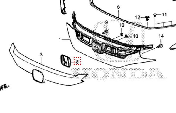 Эмблема (H) для Honda Civic; Артикул Honda: 75700TBAA00 (Оригинал ...