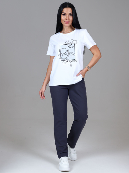 Комплект одежды Женский MIROLINE Домашний двойка серый, белый, размер 62 Футер двухнитка, Пенье ...