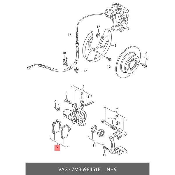 Колодки тормозные дисковые задние sharan 96-10 VAG 7M3698451E, oem ...