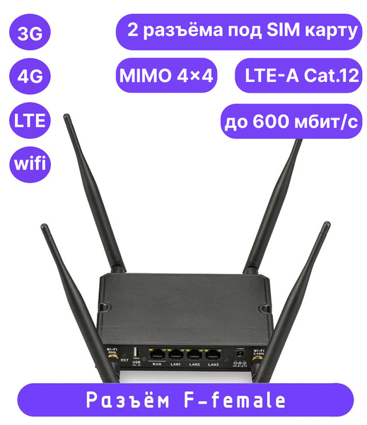 Роутер гигабитный со встроенным модемом LTE cat.12, WiFi 2,4+5 ГГц ...