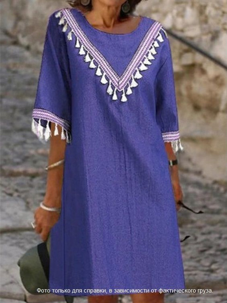 Платье Женский H&M сине-фиолетовый Повседневный Средний Хлопок, Смесовая ткань Кружево, размер ...