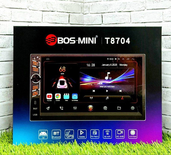Автомагнитола BOS MINI 8704 на базе Android 12, 7 дюймов, 4/32 Гб, Bluetooth, USB, AUX, FM ...