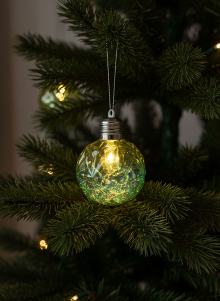 Ёлочная игрушка с подсветкой , прозрачный светящийся шарик-подвеска на ...