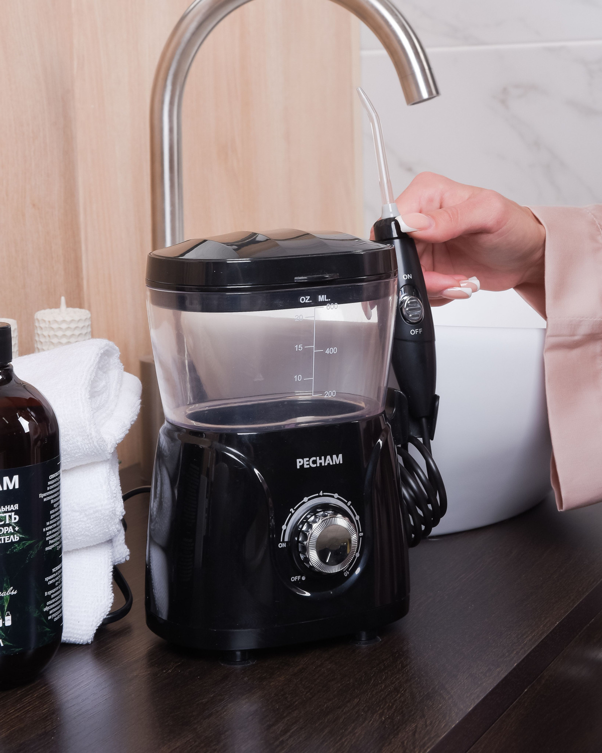 Ирригатор для полости рта стационарный PECHAM Professional PC-070, черный медицинский семейный ...