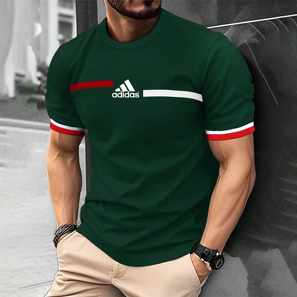 Футболка Мужской adidas темно-розовый Короткий, размер 56 Полиэфирное ...