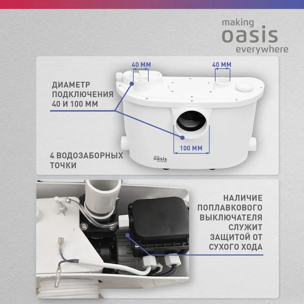 Канализационный насос Oasis Канализационный насос; насос канализационный; с измельчителем; насос ...