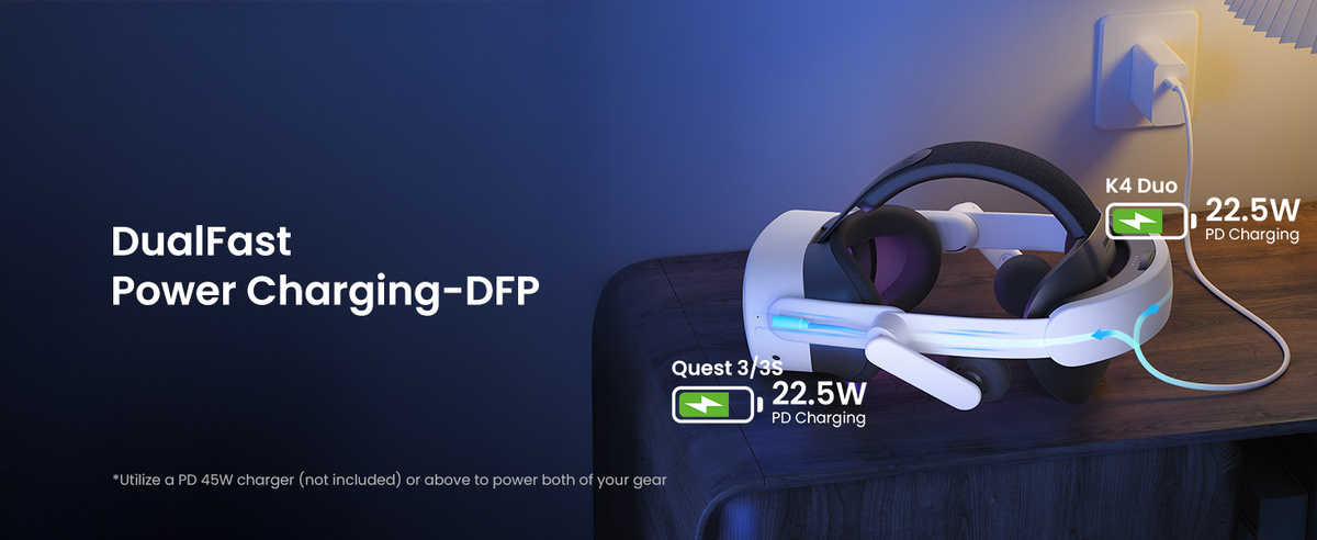 Крепление KIWI K4 DUO AIO Comfort Battery Strap для Oculus Quest 3/3s KIWI design VR аксессуары ...