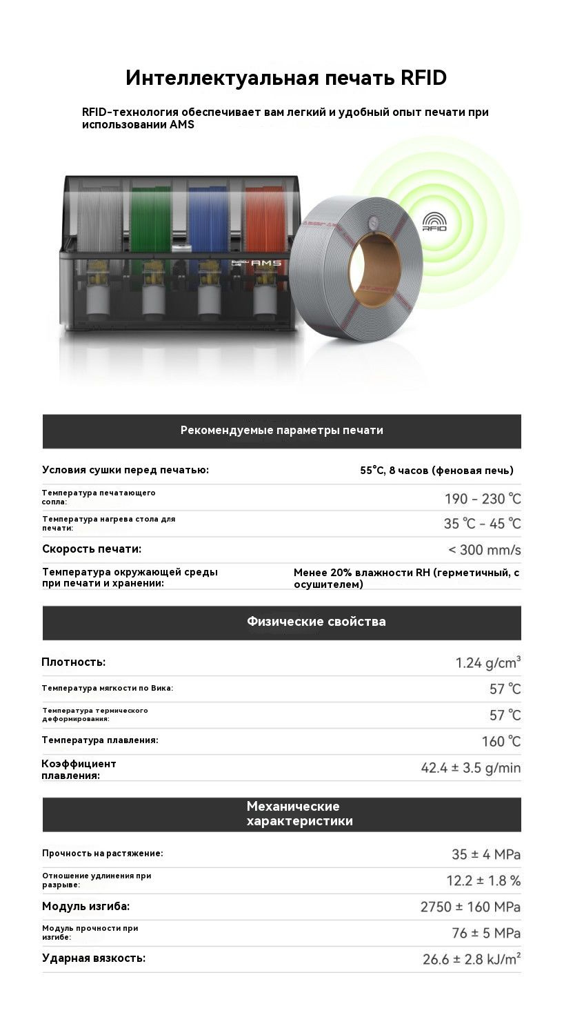 Bambu Lab PLA Basic 3D-принтерная нить, Высокая ударная вязкость ...