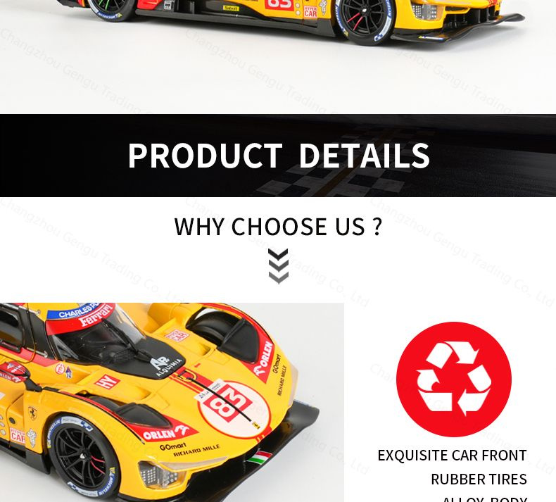 Bburago1:24 Коллекционная модель спортивного автомобиля Ferrari 499P 2024, отлитая под давлением ...