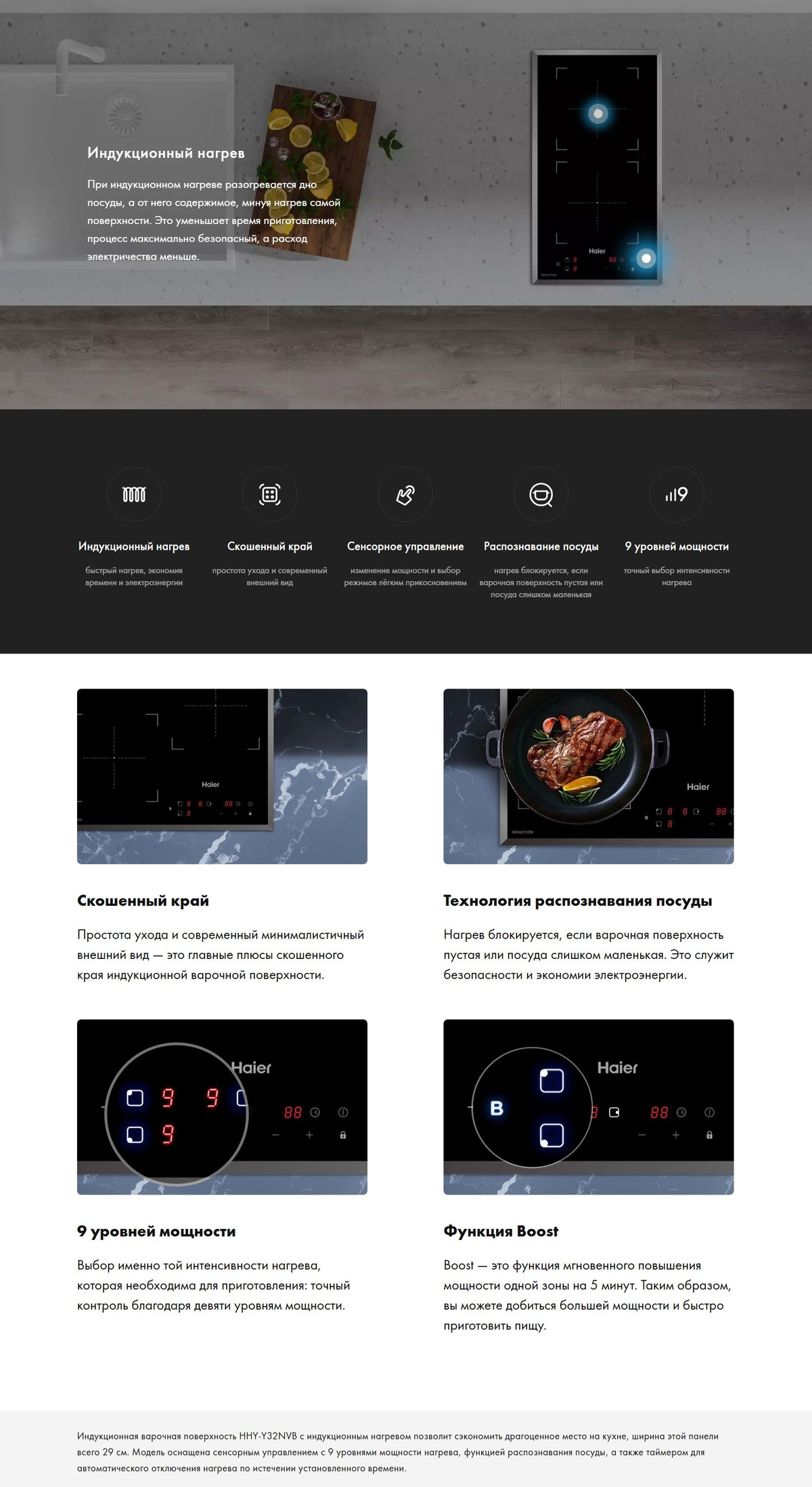 Встраиваемая варочная панель индукционная Haier HHY-Y32NVB черная ...