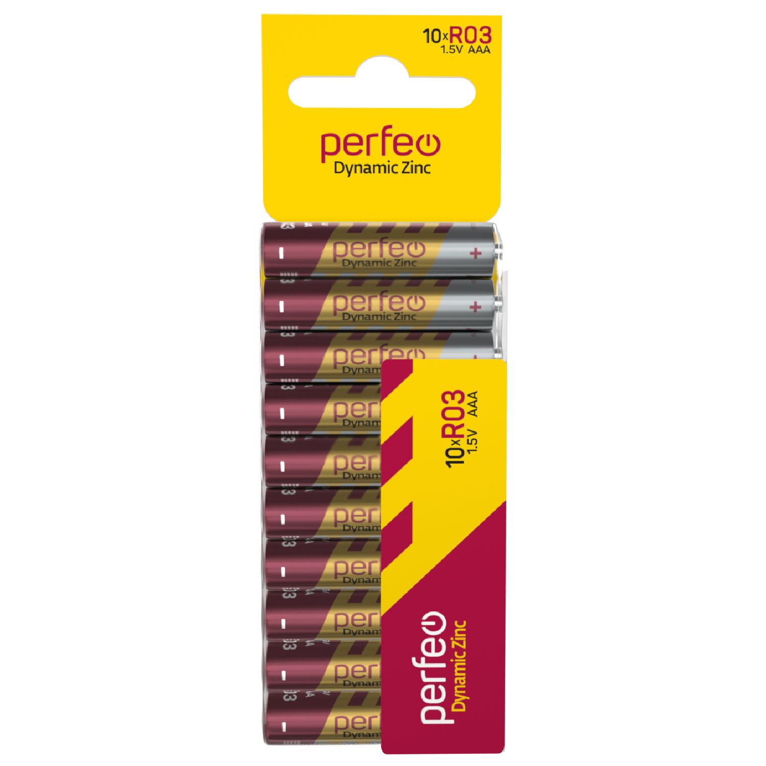 Батарейки Perfeo R03 AAA CARD Dynamic Zinc солевые мизинчиковые, 10шт ...