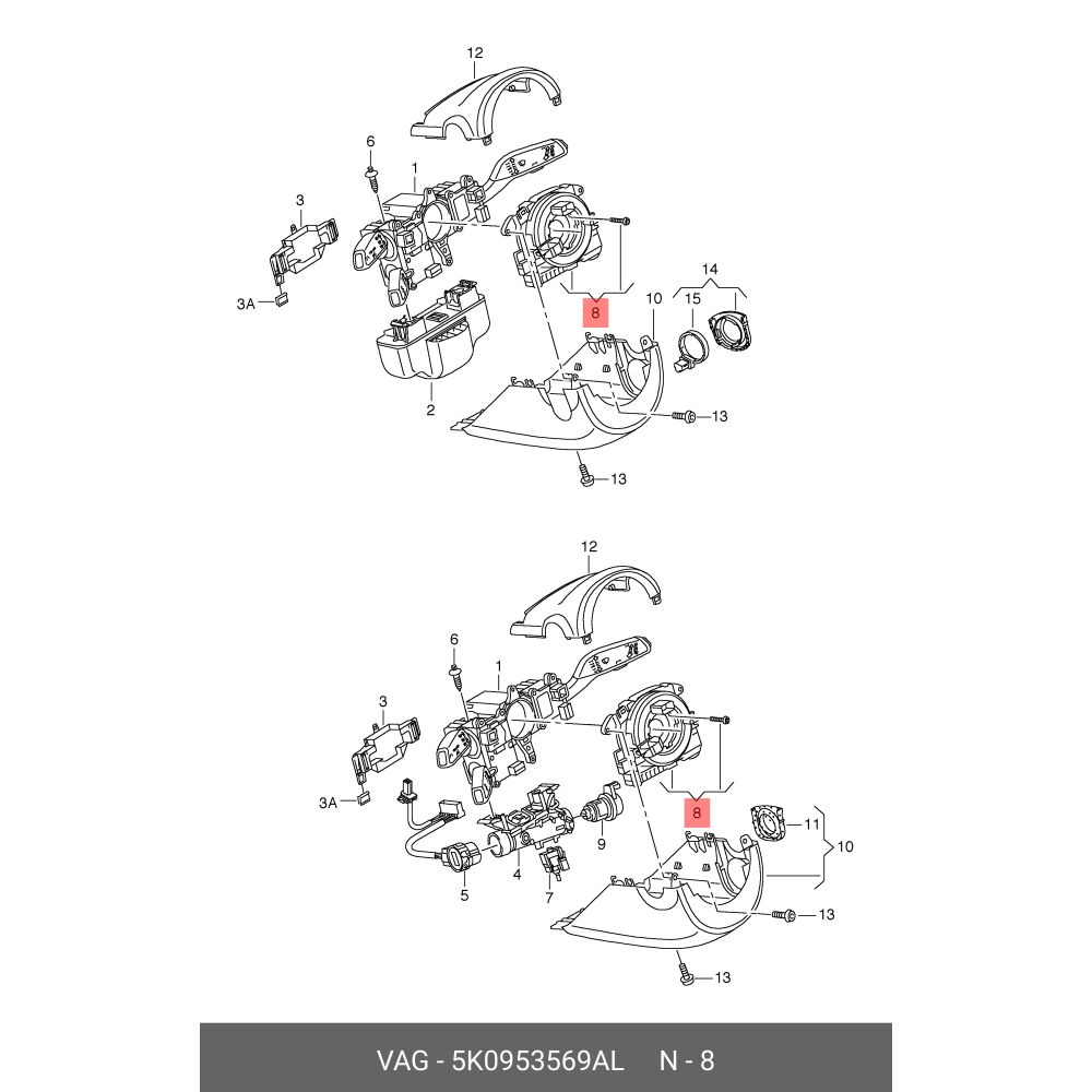 Механизм подрулевой для srs (ленточный) audi: a1 (2010>)/ q3 (2012 ...