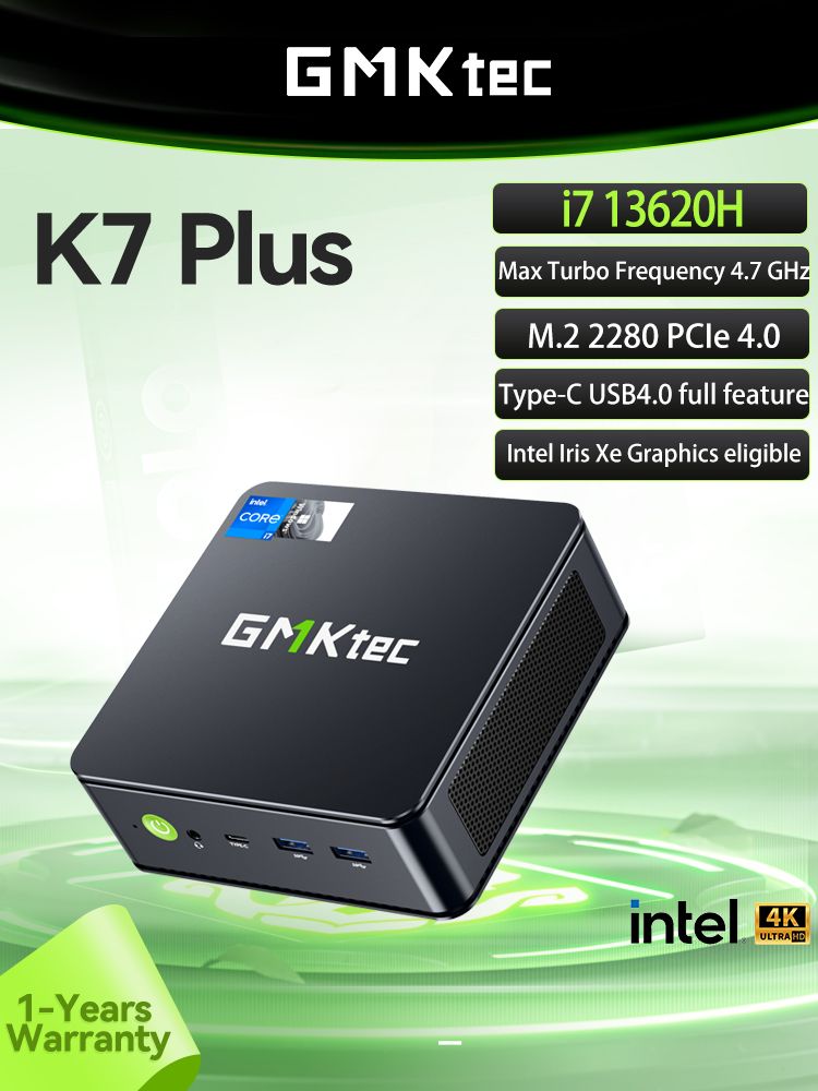 GMKtec Мини-ПК (Intel Core i7-13620H, RAM 32 ГБ, SSD 1000 ГБ, Intel Arc ...