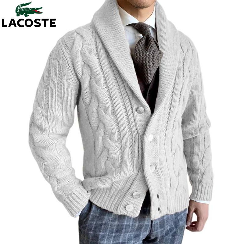 Свитер Мужской Lacoste белый, серый металлик Хлопок, Полиэфирное ...