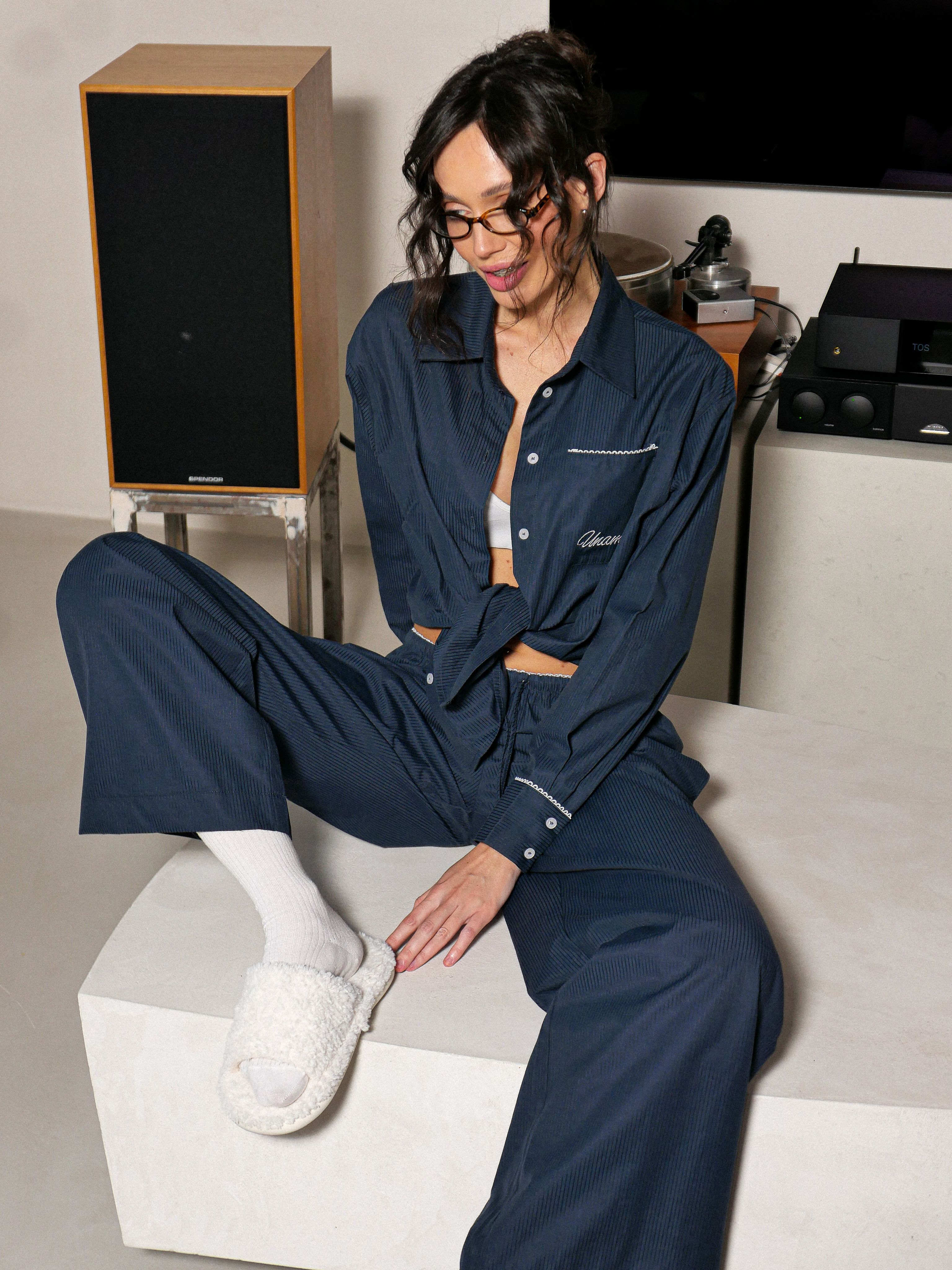 Пижама Женский UNAMI с брюками, с рубашкой Хлопок, Полиэстер, размер 42 ...