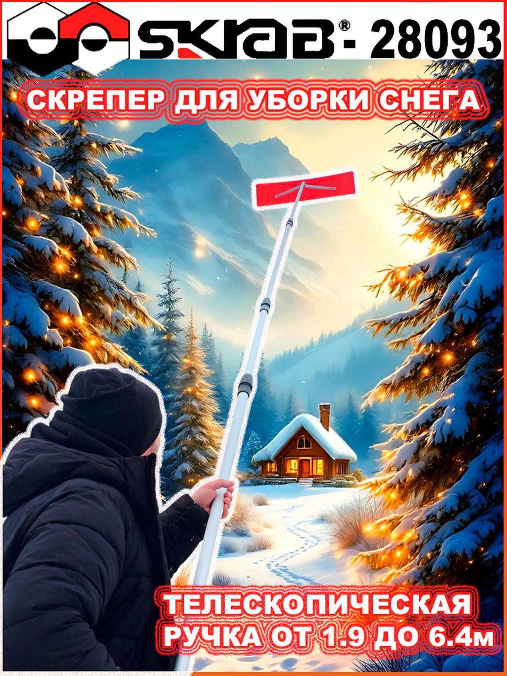 Скребок ледоруб для удаления снега с крыш телескопический SKRAB 28093 ...