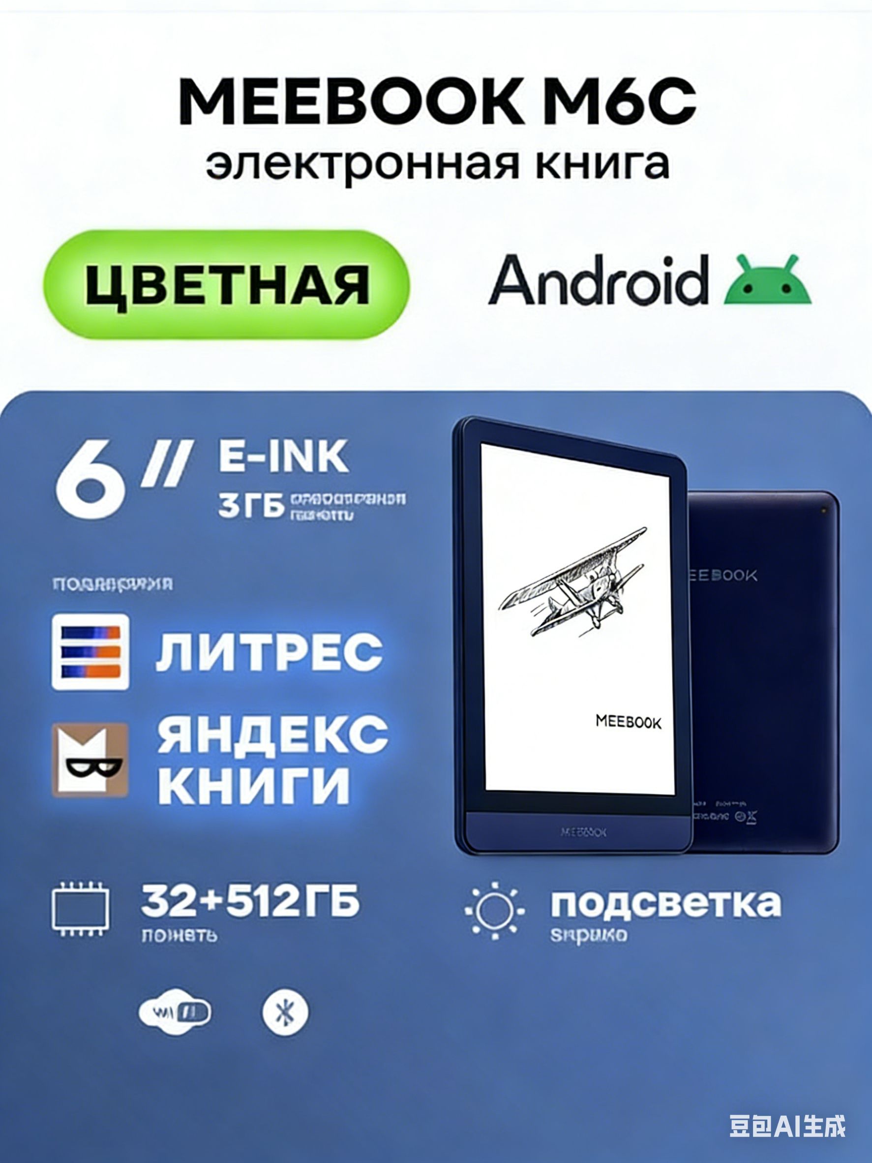 Электронная книга MEEBOOK m6 E-Ink Kaleido 3 6, Цветной 32 - купить по ...