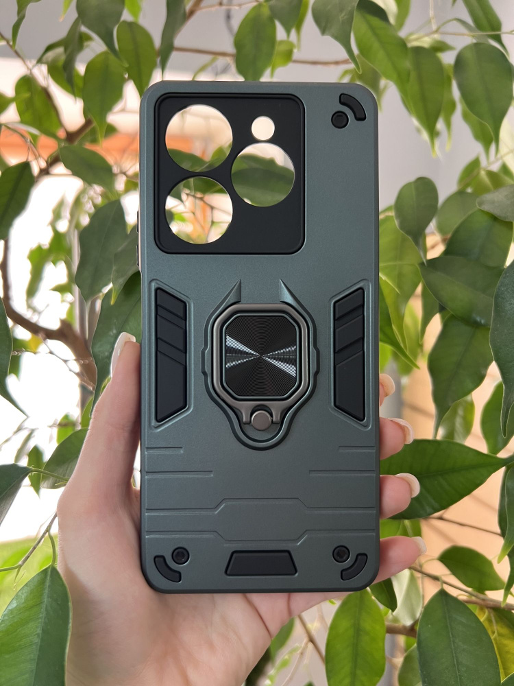 Чехол противоударный Ring для Tecno Spark 20 Pro Техно Спарк 20 Про Темно зеленый купить с