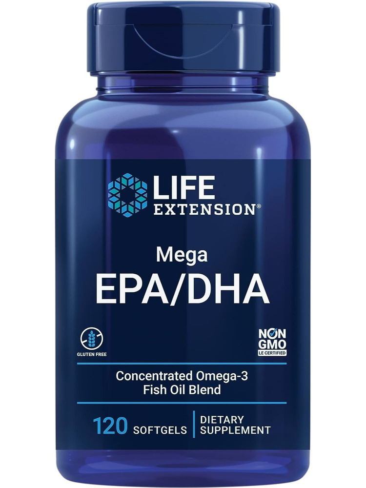 Omega 3 Life Extension Mega EPA/DHA Fish Oil 120 гелевых капсул ...