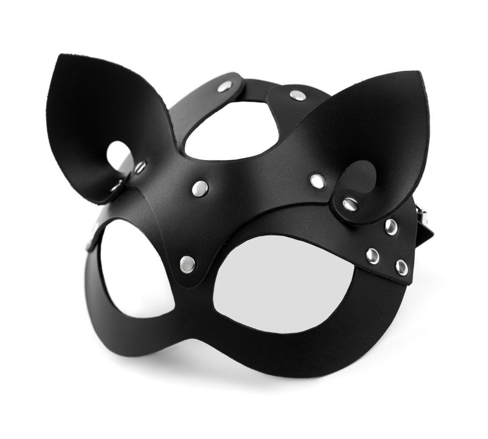 Эффектная кожаная маска кошки с ушками - купить с доставкой по выгодным ...
