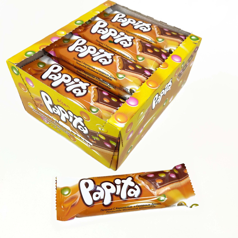 Печенье SOLEN Papita с карамелью и драже-конфетами, 24 шт по 33 гр ...