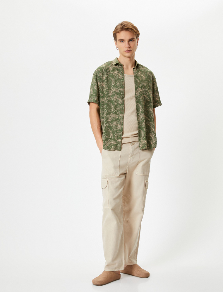 Рубашка Мужской Koton зеленый Короткий, размер 46 Турция купить c ...