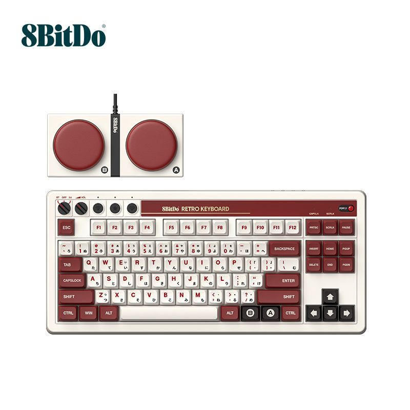 8BitDo Игровая клавиатура беспроводная 8BitDo Retro 87-Red, Английская ...