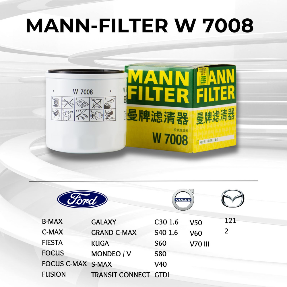 Фильтр масляный MANN FILTER Mann на Форд Фокус 1, 2, 3, Мондео 4 ...