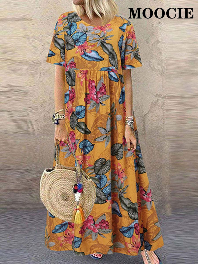 Платье Женский MOOCIE желтый Повседневный Короткий Полиэфирное волокно ...