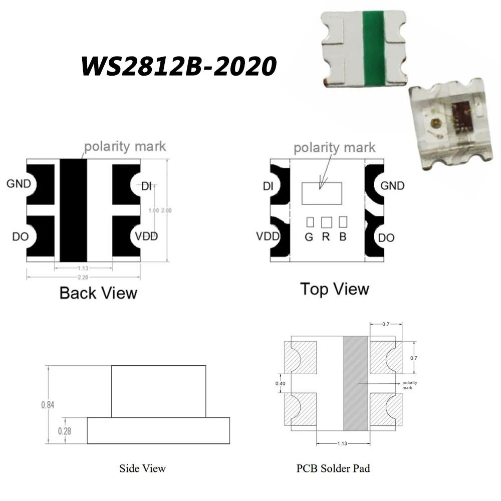 20шт / лот WS2812B-2020 SMD 2020 мини светодиодный чип Addressable ...