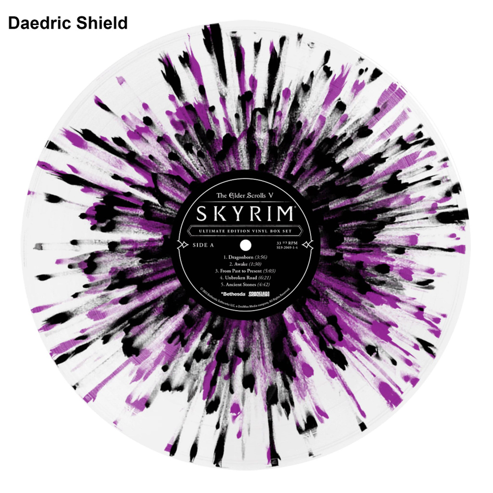 THE ELDER SCROLLS V: Skyrim 4LP OST ("Daedric Dragon Shield" Clear Black & Purple Splatter ...